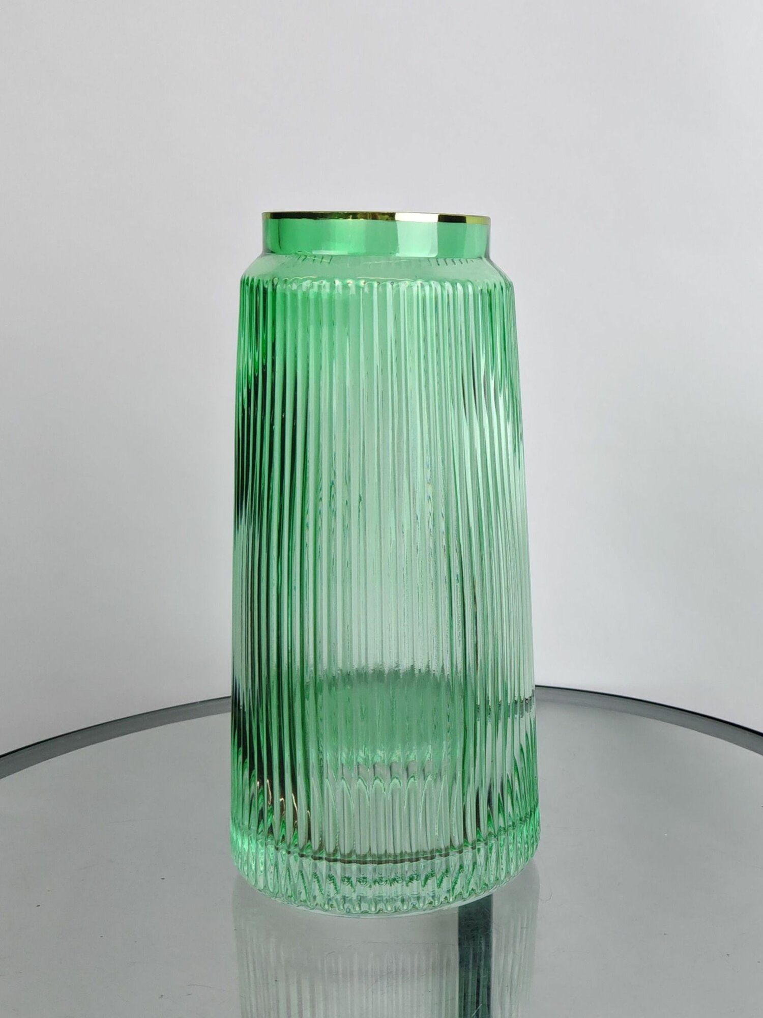 Ваза декоративная, стекло, настольная, зеленая, 28см, бесцветная