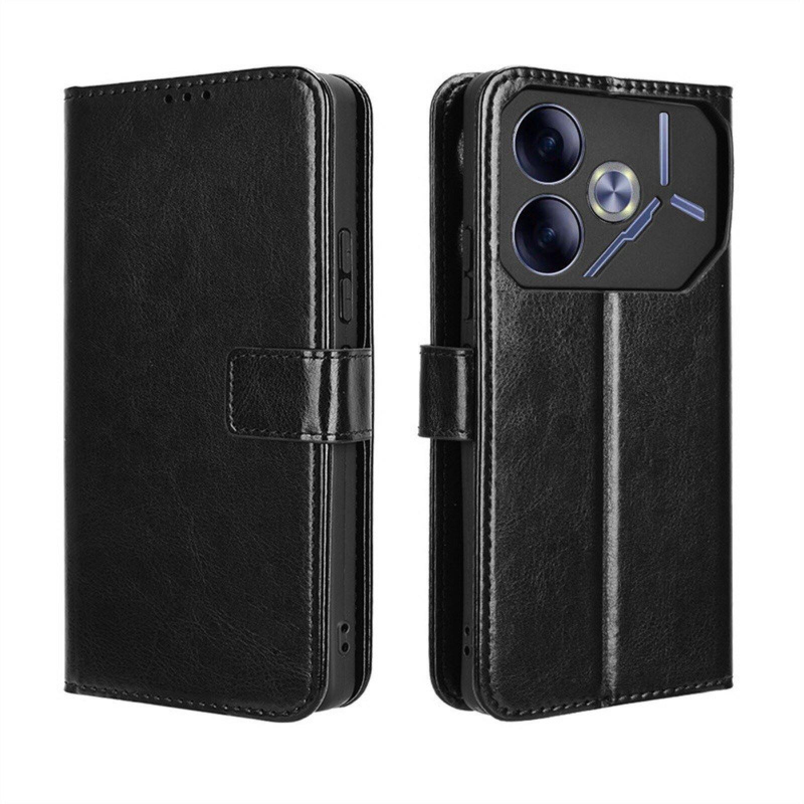 Чехол-книжка MyPads Porta Biglietti для Tecno Pova 6 4G из импортной эко-кожи с подставкой и визитницей