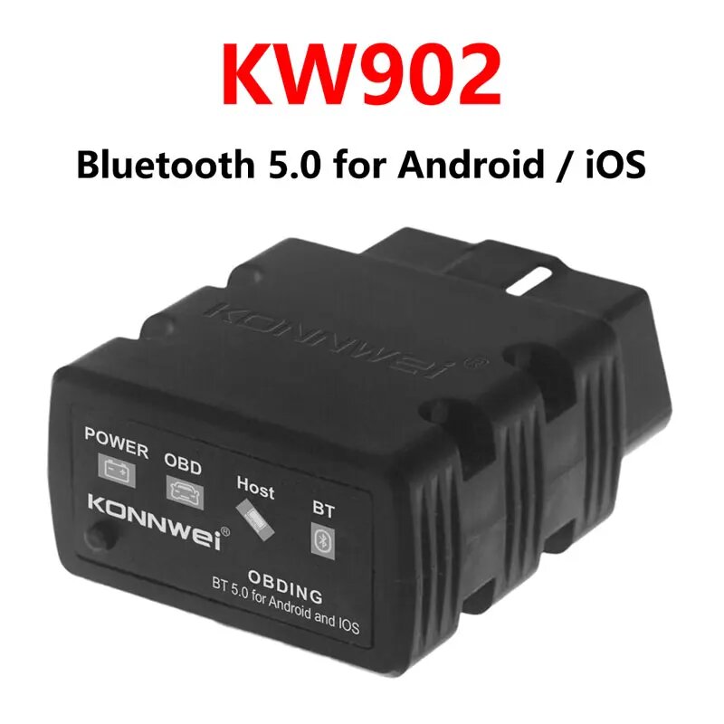 KONNWEI ELM327 V1.5 OBD2 сканер Bluetooth 5,0 KW902 автомобильные диагностические инструменты Black