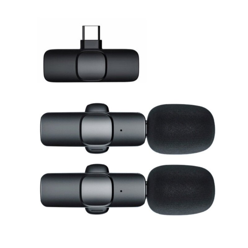 Беспроводной Петличный Микрофон USB C С Лацканами Bluetooth-совместимый Петличный Микрофон с Шумоподавлением для Мобильного Телефона