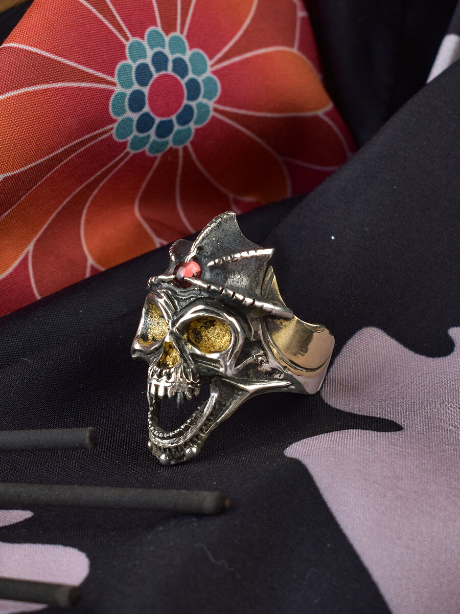 Перстень, серебро, 925 проба, чернение, цитрин, гранат