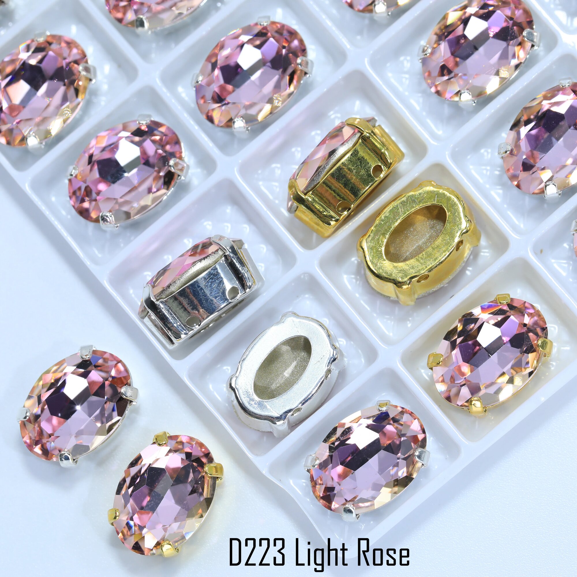 Стразы со стразами в каменных когтях, D223 Light Rose, Gold