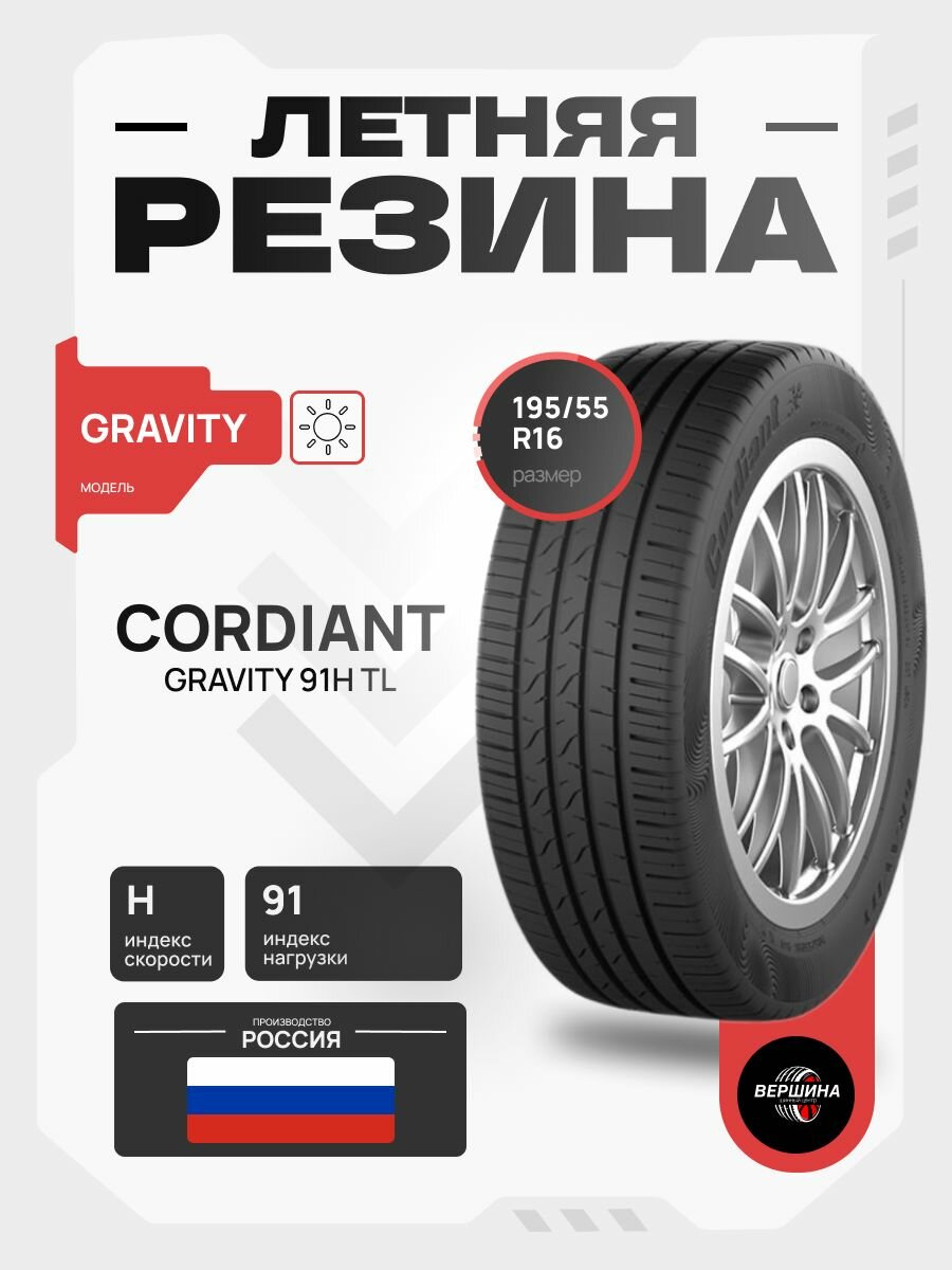 195/55 R16 Cordiant Gravity 91H TL (летние шины)