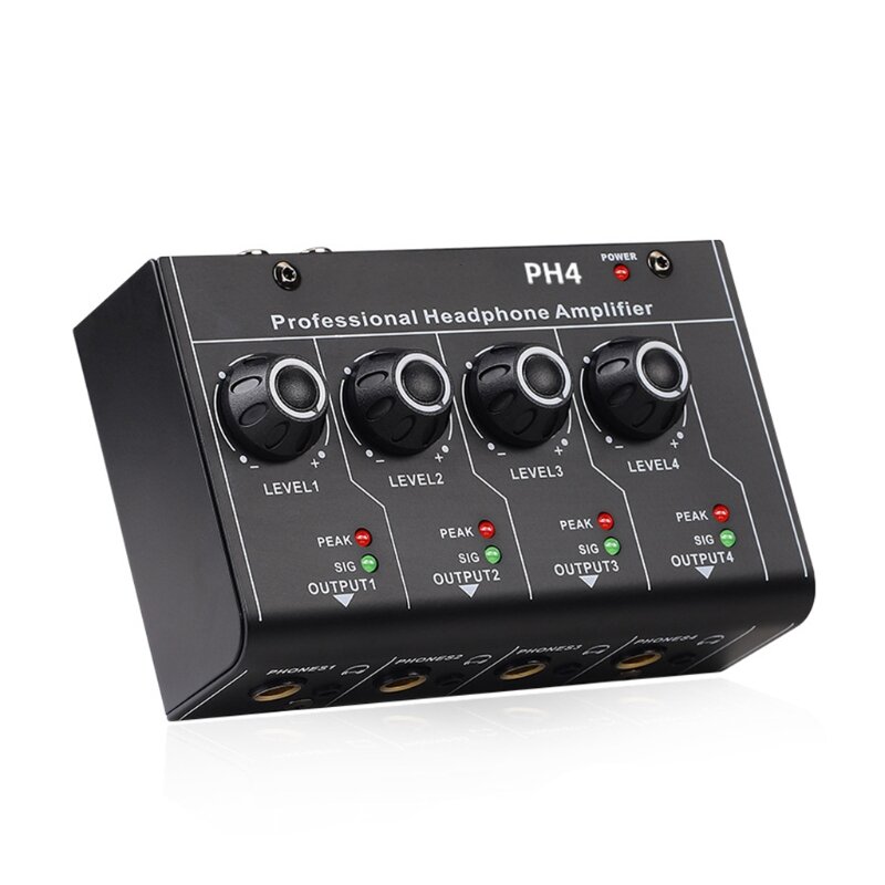 Ультракомпактный Вход RCA, 4 Канала Мини-усилителя для наушников, Стереовыход 6,35 мм/3,5 мм, Переключатель Стерео/Моно