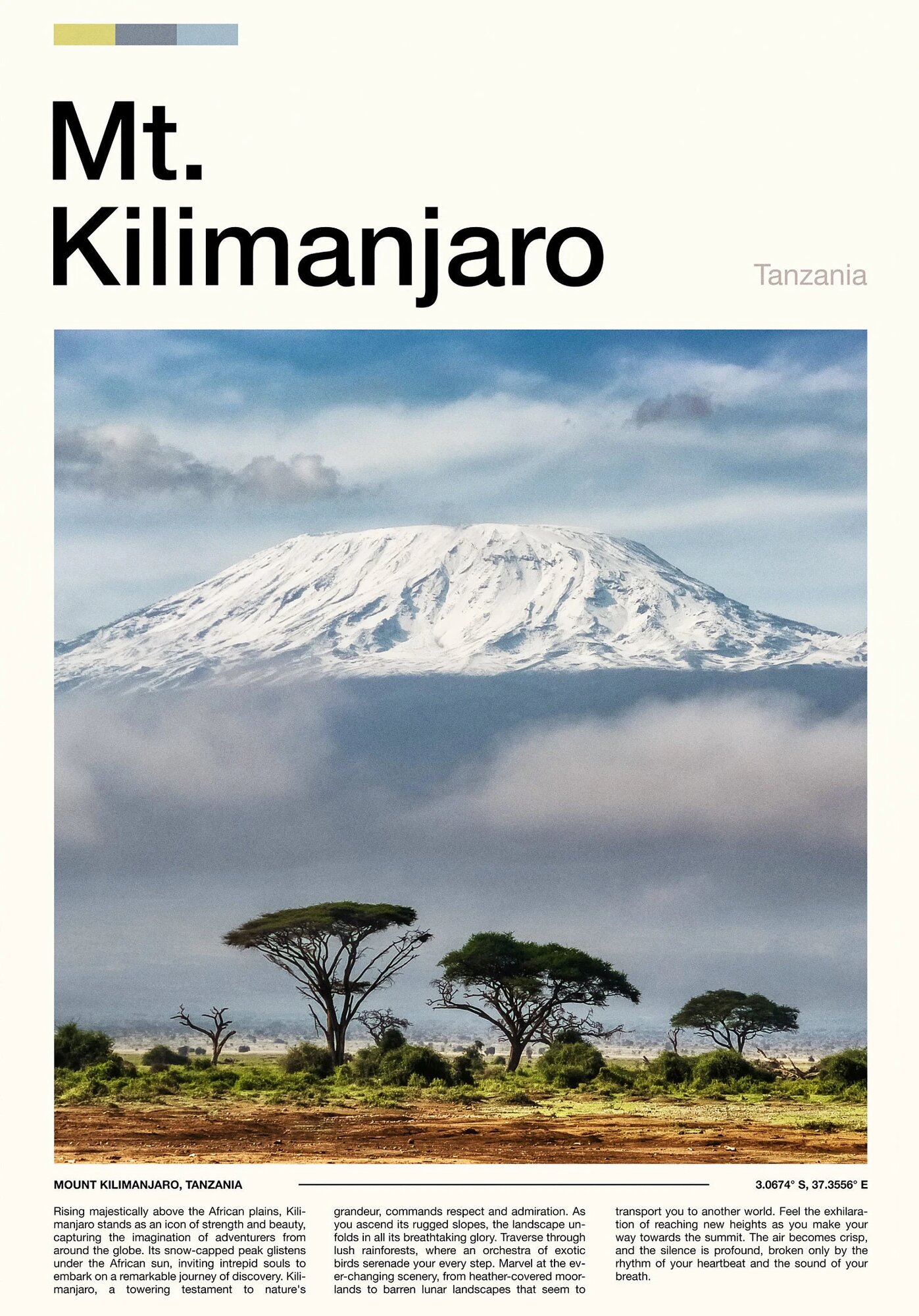 Печать на холсте "Горы реки городской лес гора Эверест гора Килиманджаро" nn-4, 50X70cm Unframed