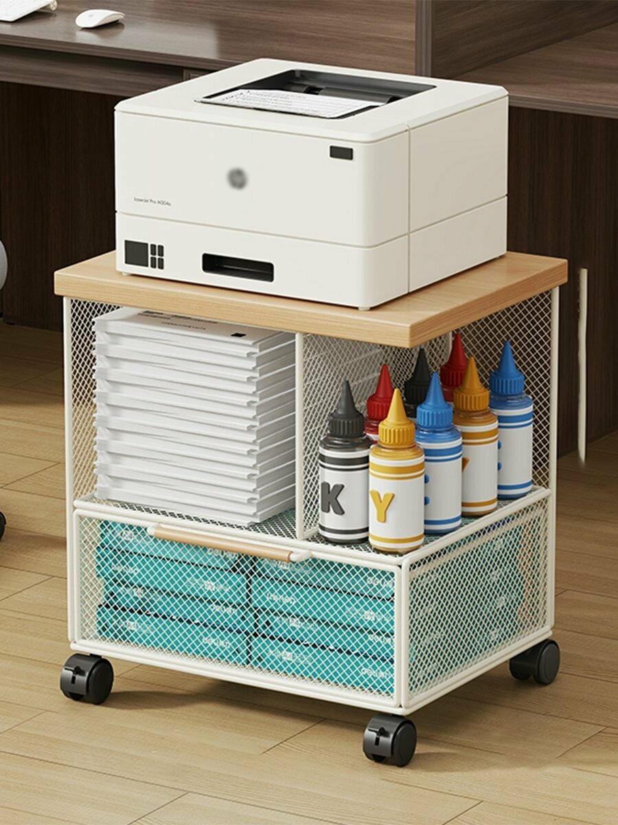 Напольная подставка для принтера С ящиком Тумба под принтер стеллаж в стиле лофт с металлическим каркасом подходит для использования дома и в офисе
