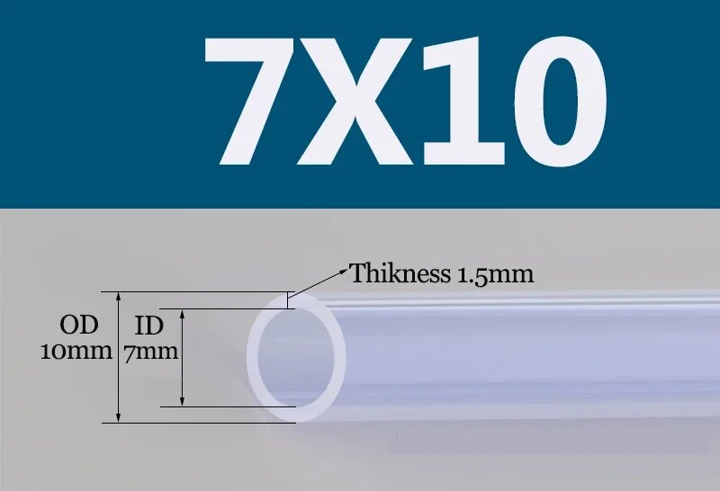 Прозрачный силиконовый шланг 2-14 мм ID 7mm OD 10mm, 5 meter