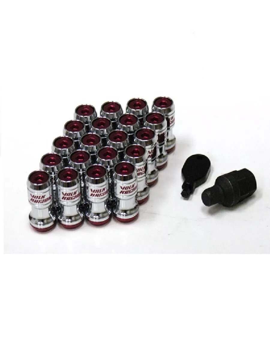 Гайки колесные "Volk Racing", стальные, цвет красный, комплект 20 шт