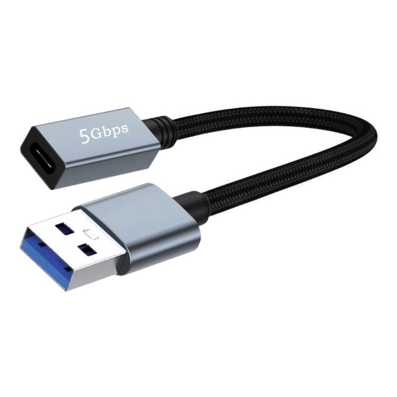 Кабель-адаптер USB 3.0-Type-C Поддерживает передачу данных со скоростью 5 Гбит/с и зарядку питания Зарядный кабель USB A Male-USB C Female