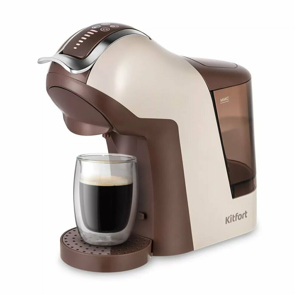 Кофемашина капсульная 3 в 1 NESPRESSO/DOLCEGUSTO/молотый KITFORT KT-7448, 1400 Вт, объем 1 л, бежевый, КТ-7448, 458169