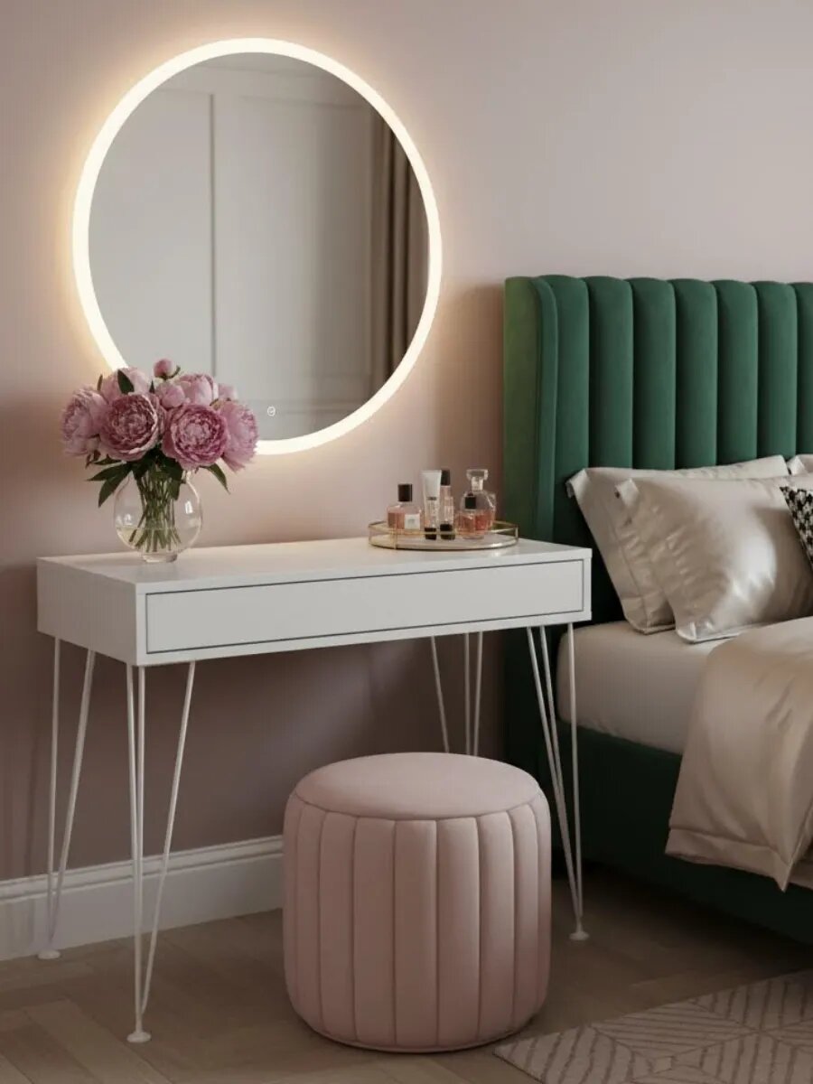 Туалетный столик ТПП салве, с ящиками, на ножках, лофт стиль, белый