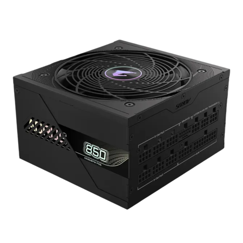 Блок питания Блоки питания/ Power Supply Gigabyte AORUS ELITE P850W, 850W 80+ Platinum (ATX, 3.0, PCIe 5.0, Full modular, 1x24(20+4)pin, 1x12VHPWR, 2x4+4-pin CPU, 4xMolex, 6x6+2-pin PCIe, 8xSATA3, Active, 120x120mm, 150x140x86mm, APFC, black)