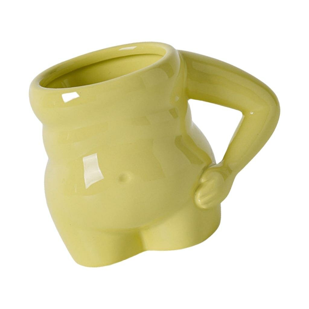 Керамическая кружка в форме животика, Дыня Зеленая