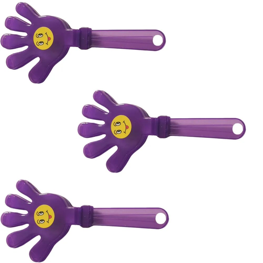 Набор для болельщиков реквизит в виде хлопушки со смайликами, подходит для концертов и футбольных матчей, длина 28 см, упаковка из 3 штук, Фиолетовый.