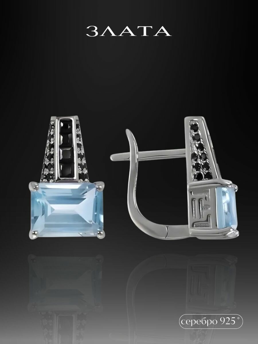 Серьги, серебро, 925 проба, топаз, шпинель