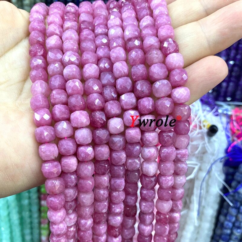 Бусины из натурального камня опал белые квадратные 7-8 мм 7-8mm 22-23pcs, Rhodochrosite color3