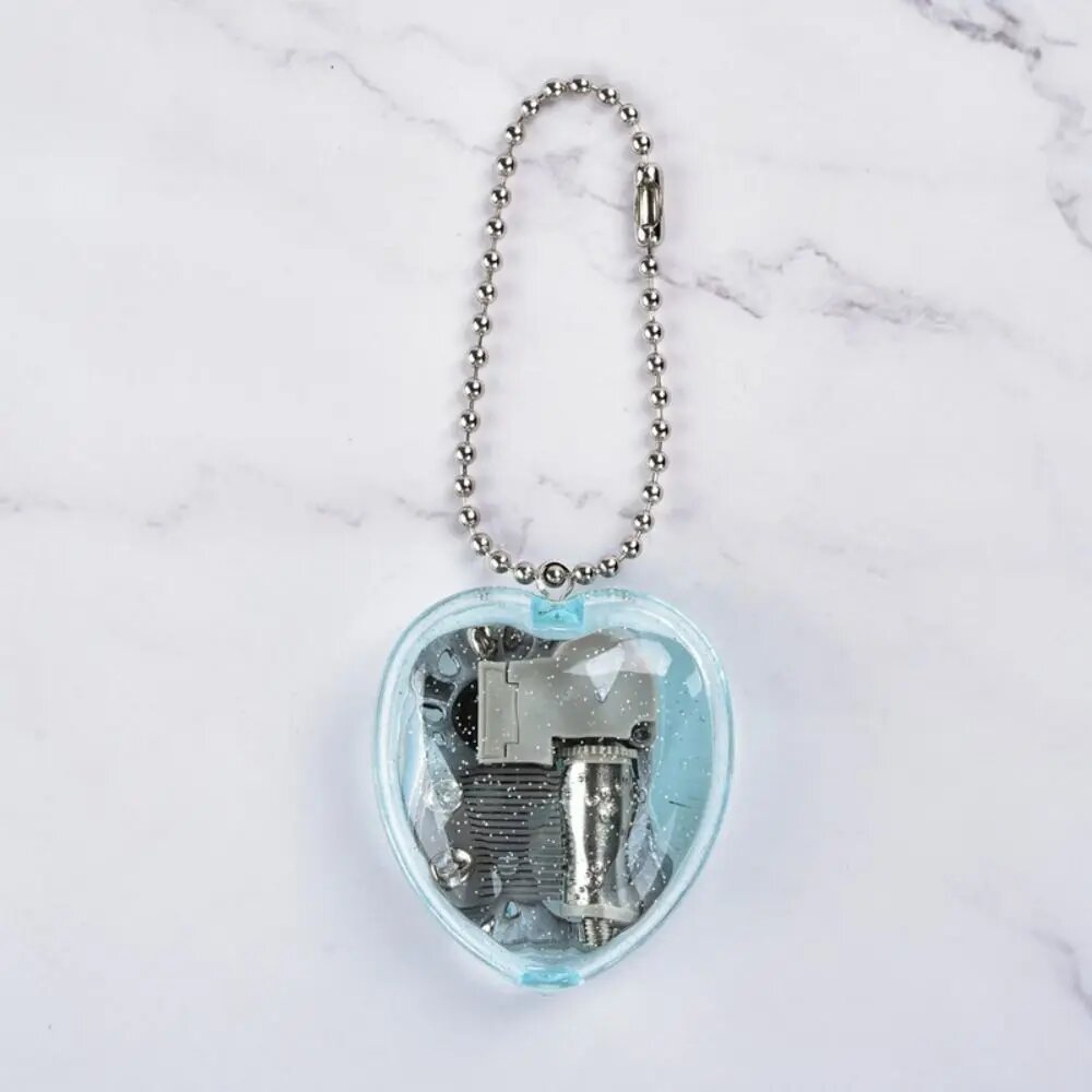 Музыкальная шкатулка сердце, серебряный металл, акрил, Light blue