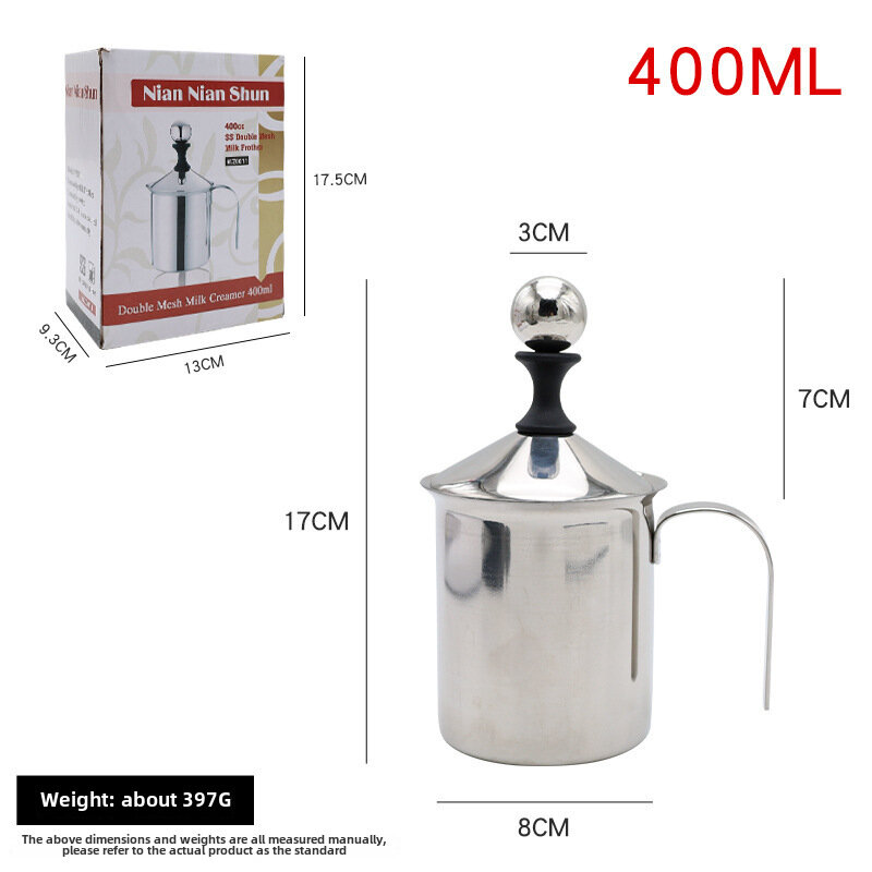 Молоко Пеновзбиватель: Нержавеющая Сталь Двойной Фильтр - Ручное Управление Идеальная Пена для Кофе - Компактный Дизайн для Домашнего Капучино и Латте