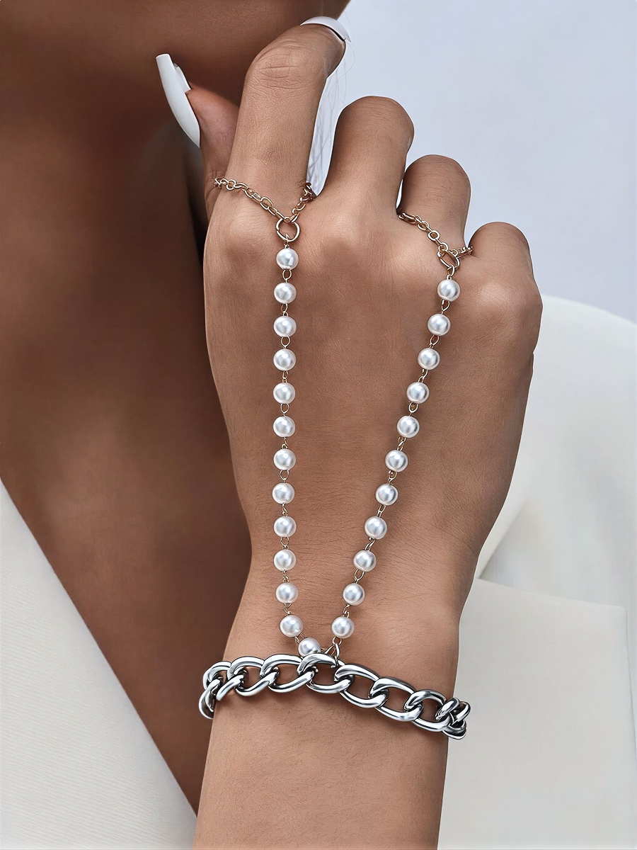 Слейв-браслет, жемчуг имитация