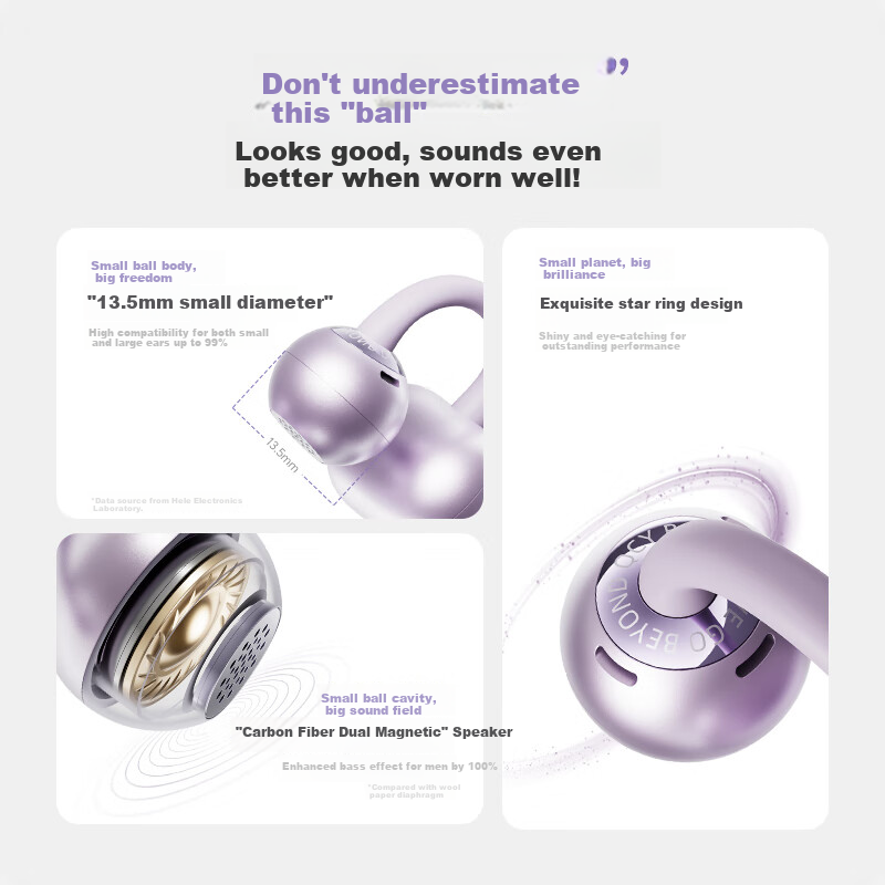 QCY C50 наушники-зажимы Bluetooth AI-перевод костная проводимость углеродный вибратор облако-комфорт шумоподавление