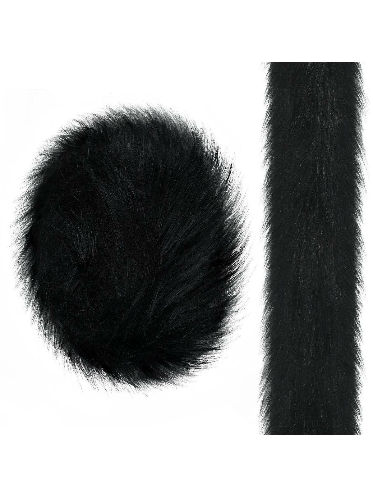 Белая плюшевая юбка для елки, Черные длинные волосы