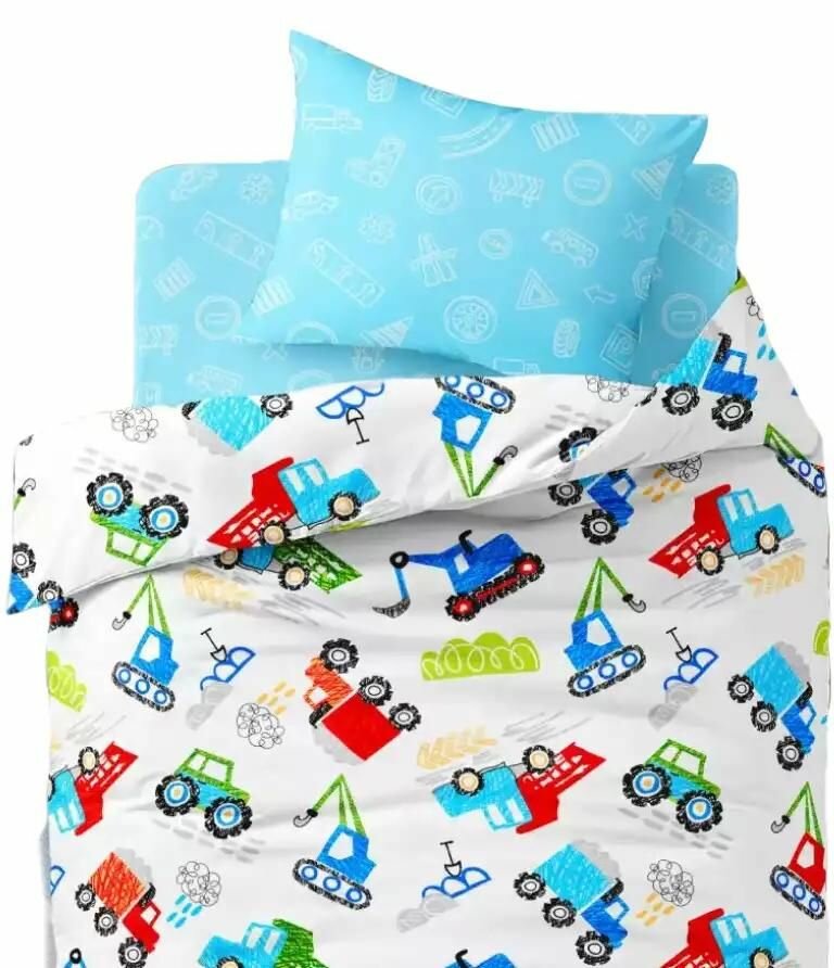 Комплект постельного белья Василек, для новорожденных, 40х60 см, простынь на резинке 80х160х25 см, поплин 150