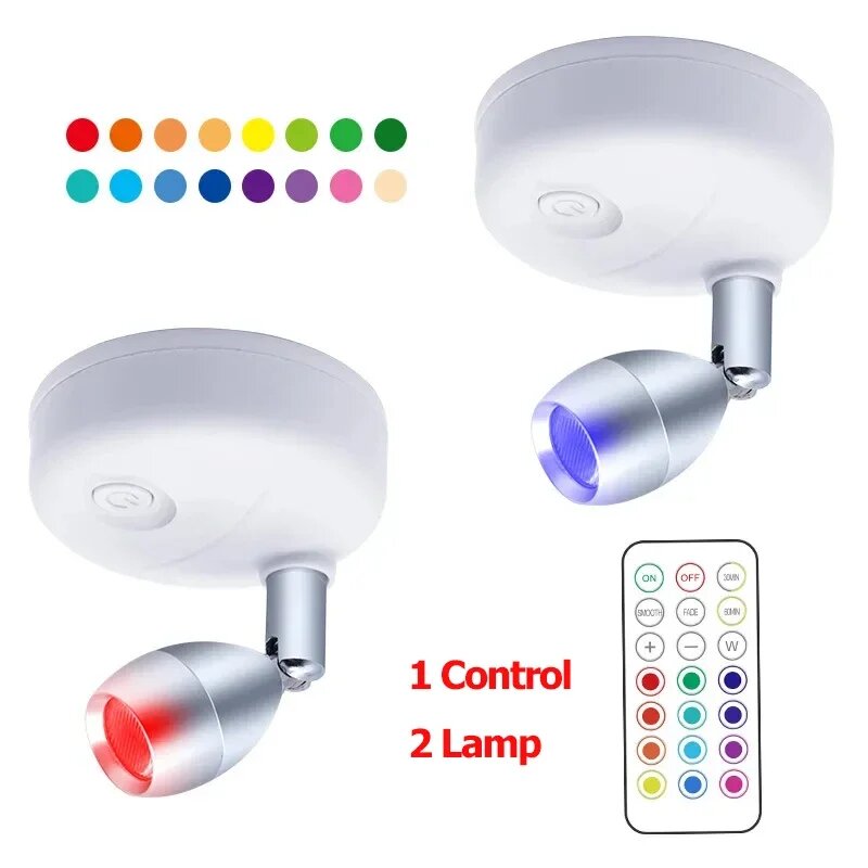RGB прожектор с пультом, 1 Control 2 Lamp