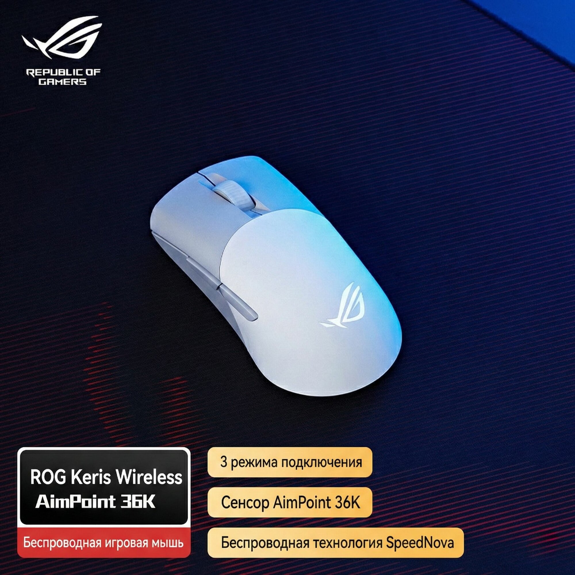 Игровая мышь Проводная/беспроводная ASUS P709 ROG Gladius III KERIS WL AIMPOINT White