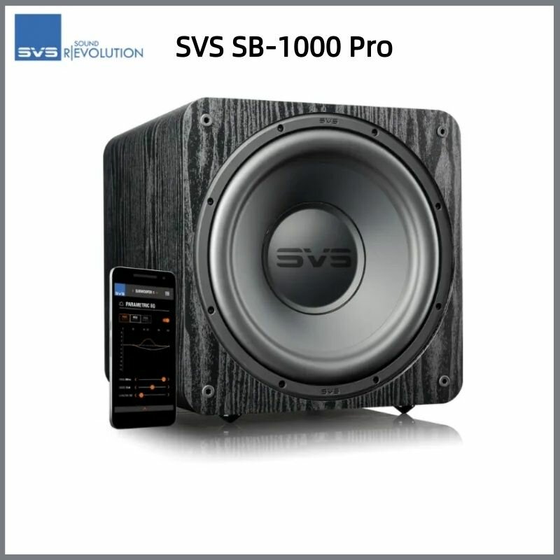 12-дюймовый активный сабвуфер SVS SB-1000 Pro, оснащенный цифровой обработкой и параметрическим эквалайзером, макси