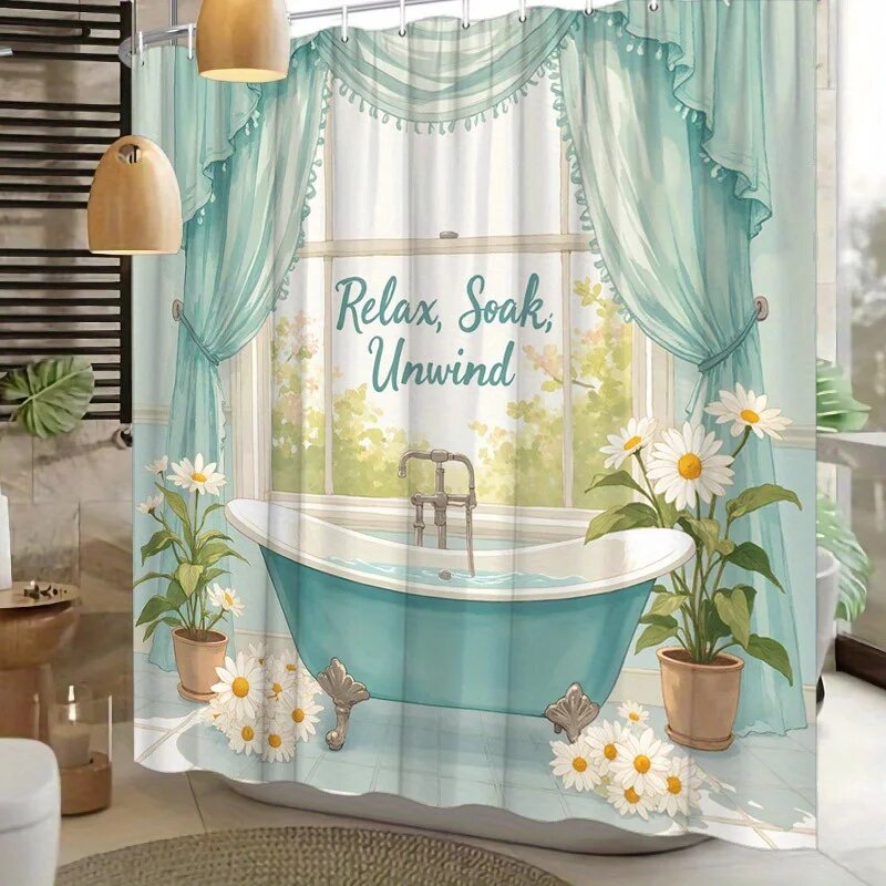 Полиэстерная занавеска для душа Relax Soak Unwind 180X200cm