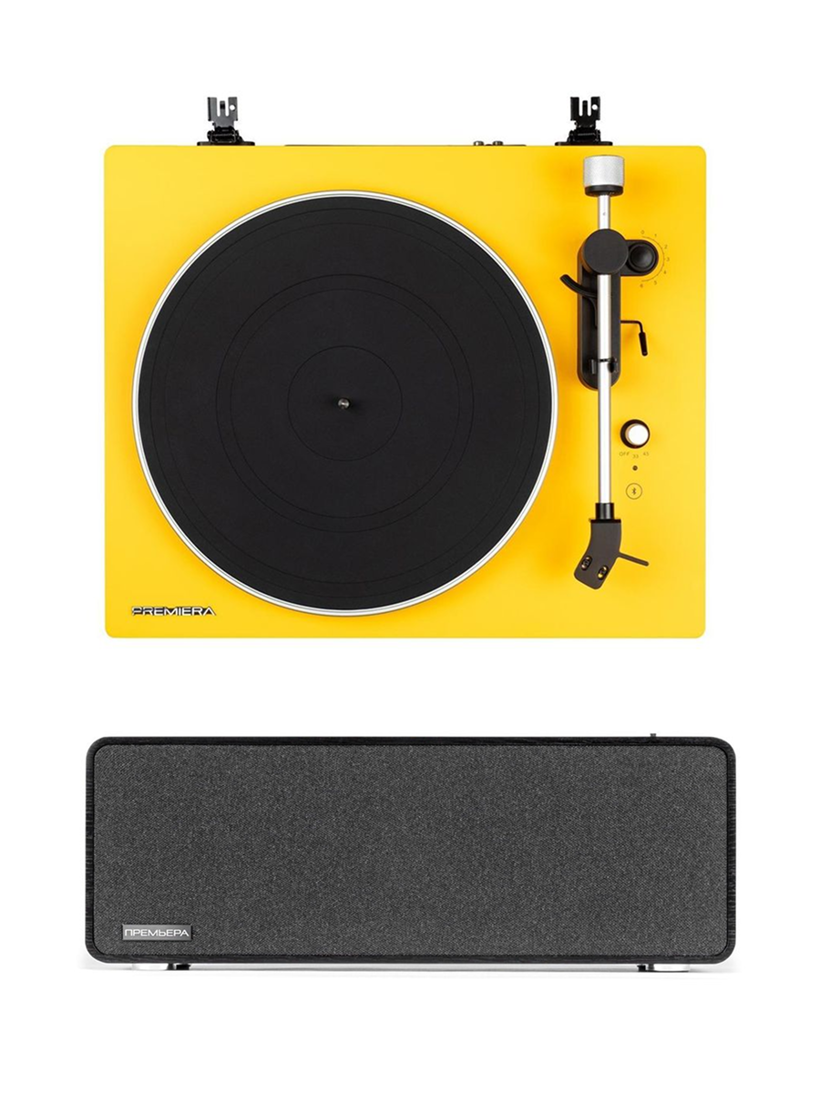 Комплект Premiera проигрыватель ECO BT + активная акустика ES-422A, Желтый/Черный