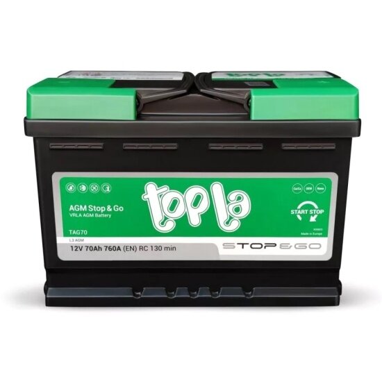 Аккумулятор Topla L3 AGM TAG70 (114070), 278x175x190, обратная полярность, 70 Ач