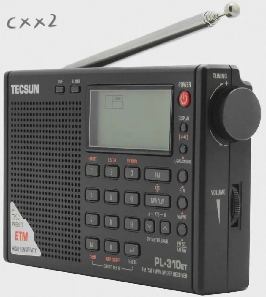 TECSUN PL-310ET FM/SW/MW/LW DSP приемник стерео, портативная магнитола с ЖК-дисплеем и таймером, черный — фото 1