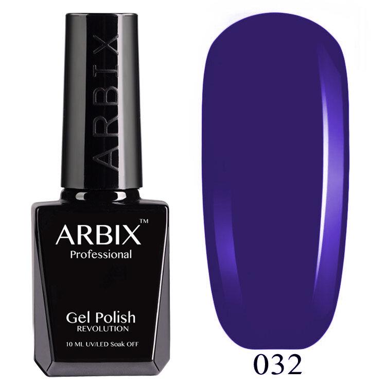 ARBIX Гель лак №032 "Атлантида" цвет глубокий фиолетовый без шиммера, полупрозрачный