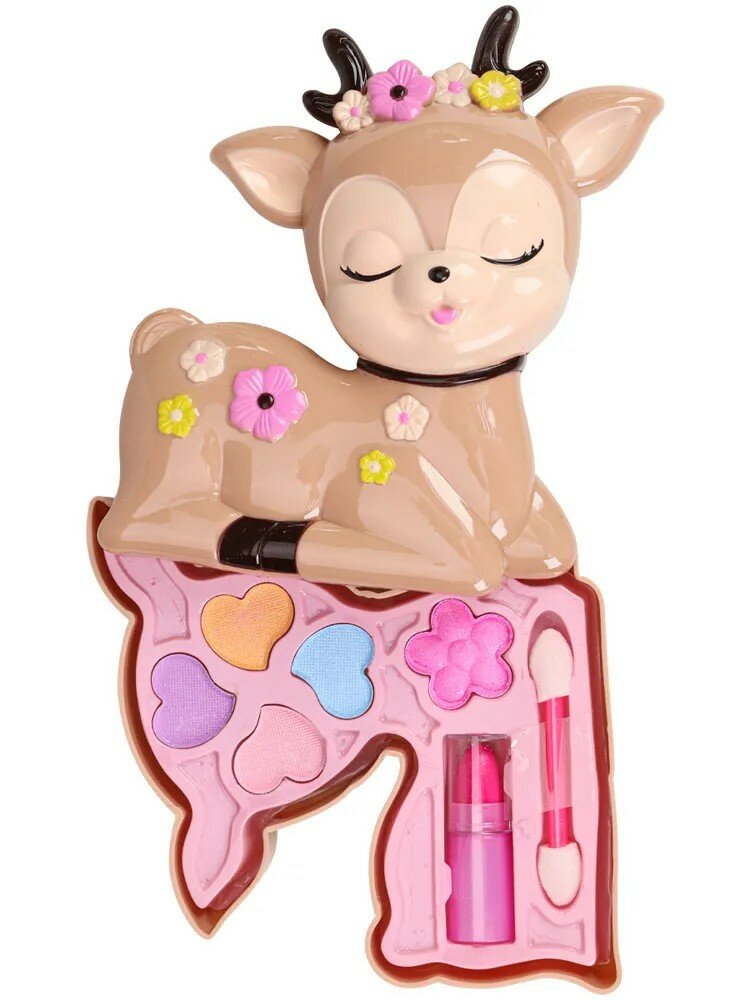 Набор детской косметики Маленький оленёнок: сухие тени, помада, аппликатор