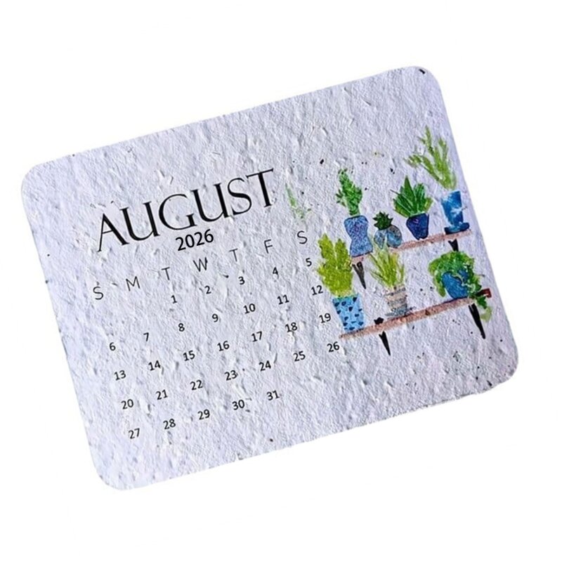 Биоразлагаемый Растительный Календарь На 2026 Год С Полевыми Цветами Удобный Для Использования Ежемесячный Планировщик Экологичные Украшения Для Домашнего Офиса