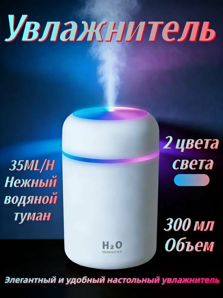 TRIIFON Мини настольный увлажнитель воздуха-аромадиффузор для дома и автомобиля с подсветкой 300 мл