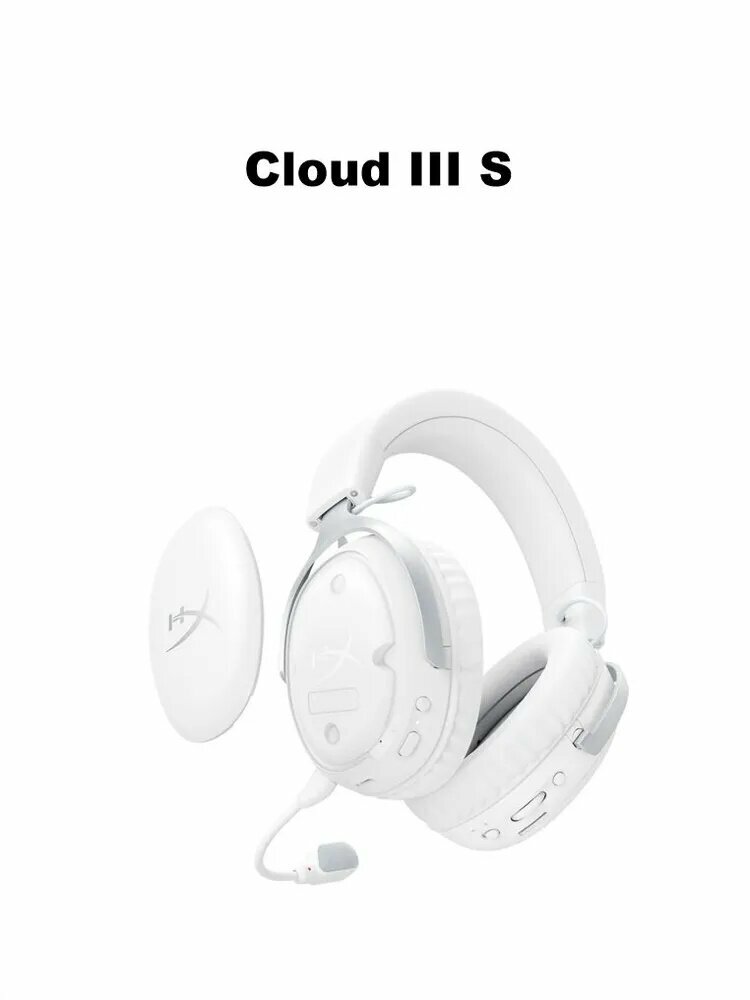 HyperX Наушники беспроводные с микрофоном Cloud III S, Bluetooth, Радиоканал, USB, USB Type-C, белый