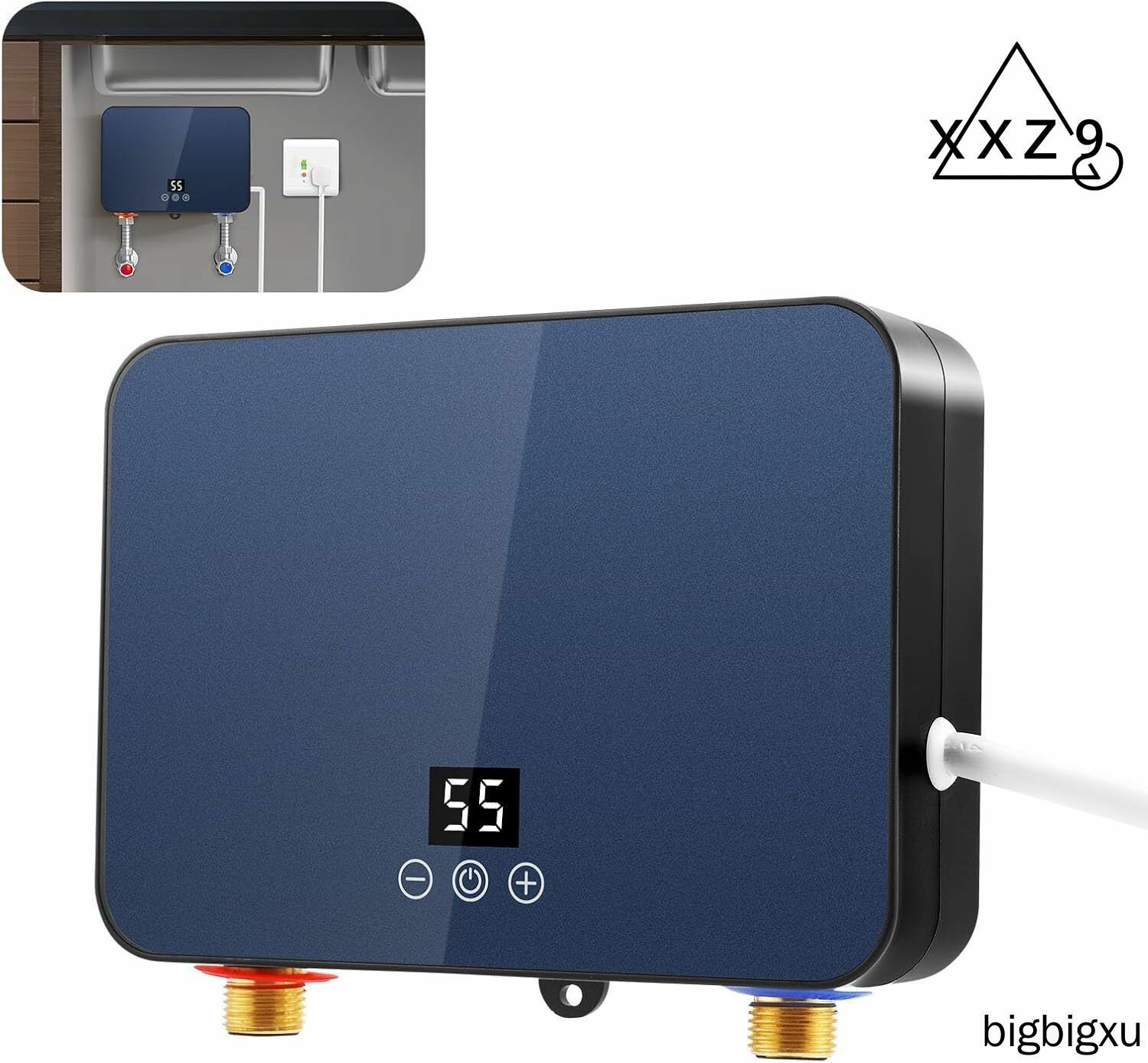 Мгновенный водонагреватель под раковину 6000W, 220V, синий, с LED-дисплеем, для кухни и ванной