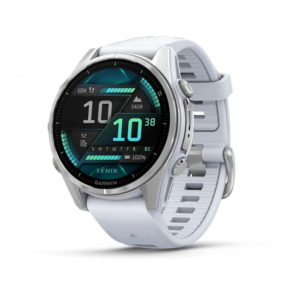 Умные часы Garmin Fenix 8 – 43 mm, AMOLED Silver with Whitestone Silicone band (010-02903-00)