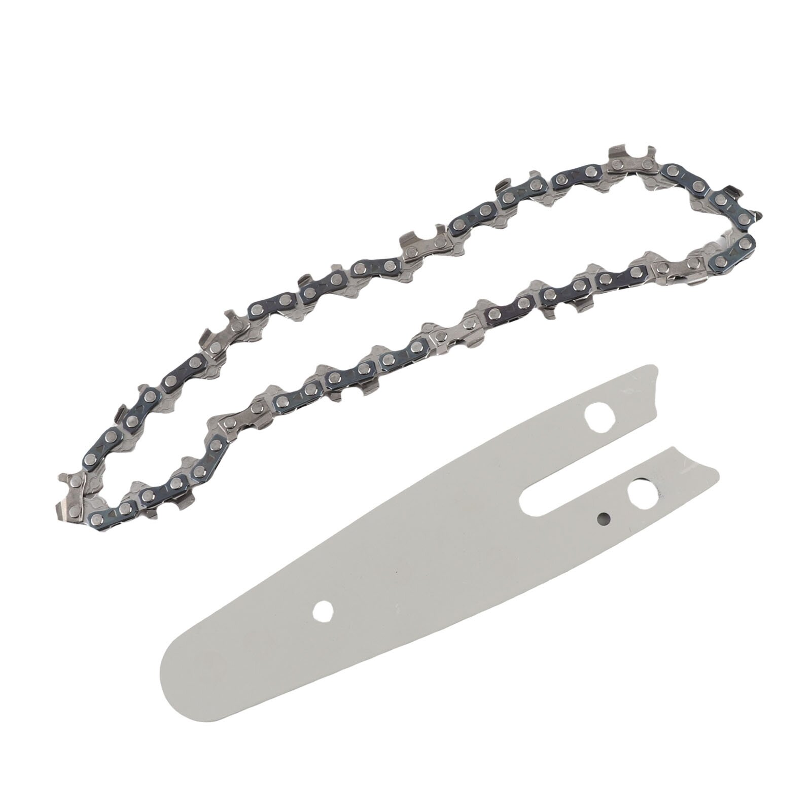 Комплект направляющей шины для цепной пилы Mini Chain Guide Bar Combo из марганцевой стали, обеспечивающий высокую скорость, твердость и плавный рез, 4 дюйма, с цепью 1/4 дюйма и 28 звеньями.