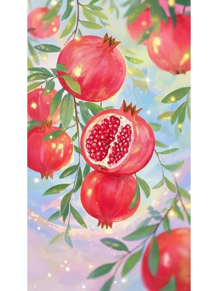 Алмазная Мозаика "Гранатовый Цвет" 30x40 См, Безрамная, Идеальна Для Дома, Украшения, Подарков.