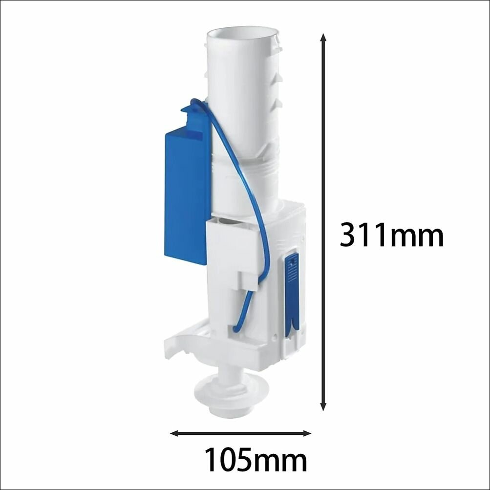 Однокомпонентный клапан двойного смыва AV1 с удлинителем, 42320000 (хром). Совместим с Grohe: комплект замены кнопки смыва, аксессуары для унитаза, сливной клапан.