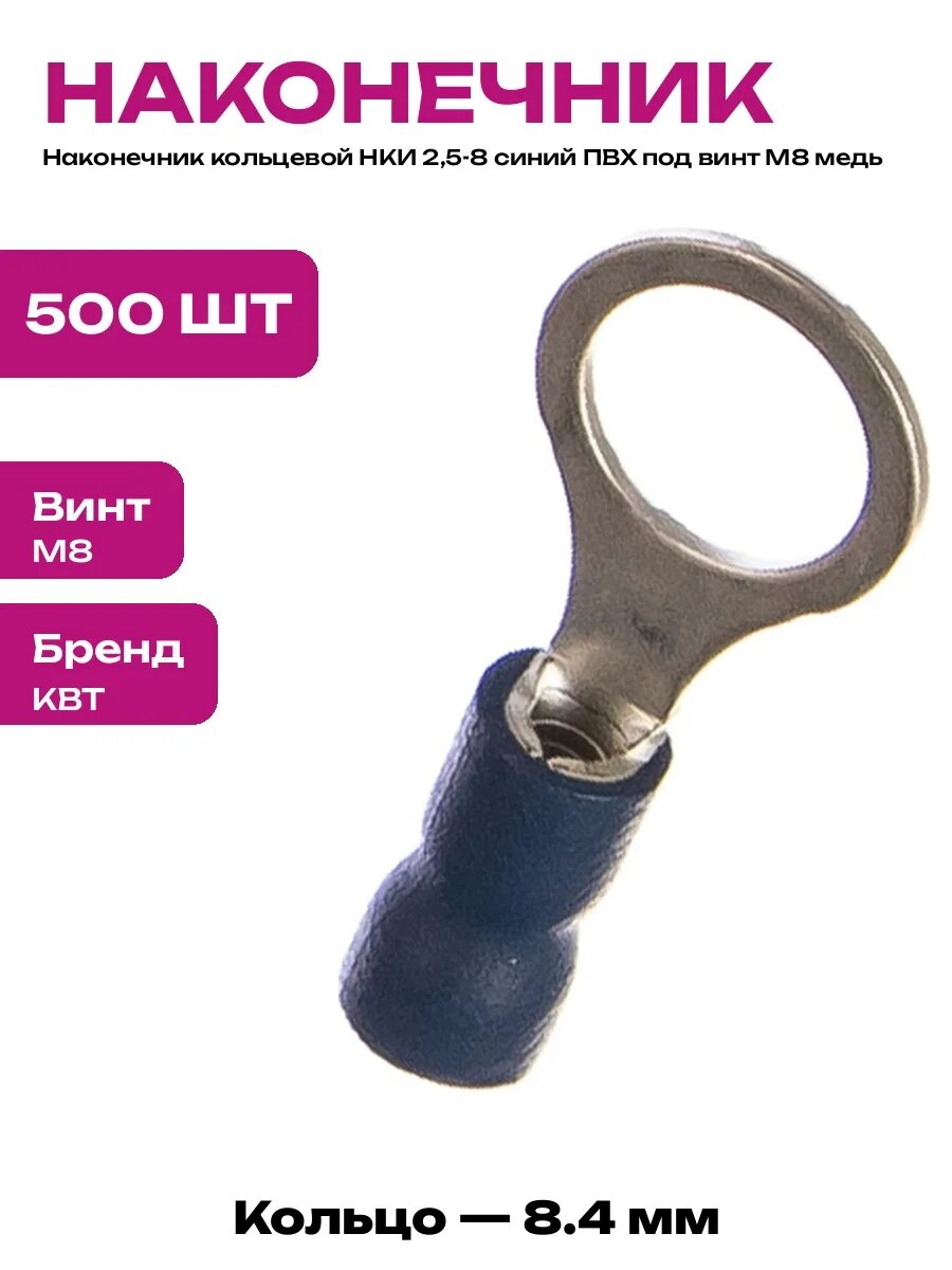 Наконечник кольцевой изолированный НКИ 2,5-8 синий под обжим