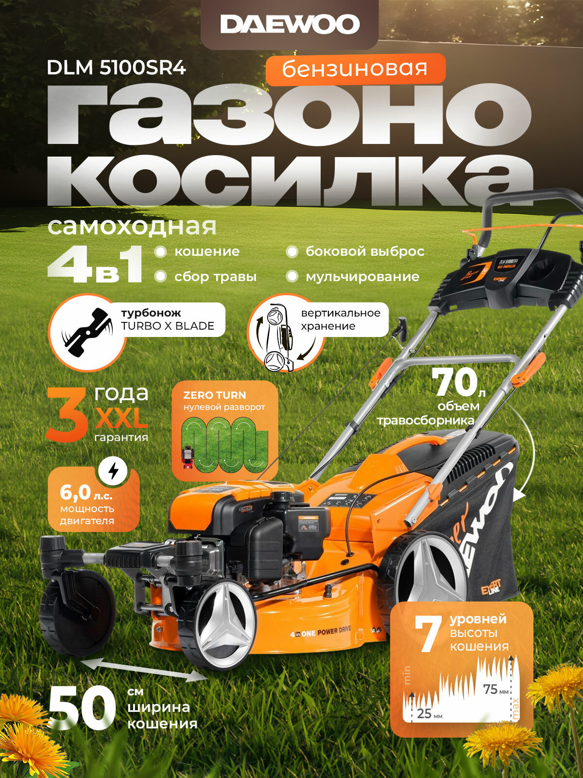 Газонокосилка бензиновая DAEWOO DLM 5100SR4