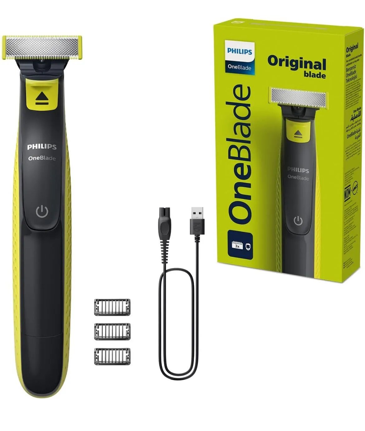 Philips Триммер для бороды и усов OneBlade QP2724/10, зеленый, черный