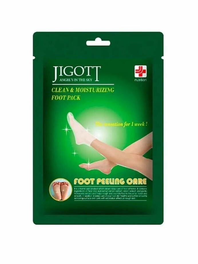 Jigott CLEAN & MOISTURIZING FOOT PACK Маска-носки с эффектом пилинга для ног , 1 пара