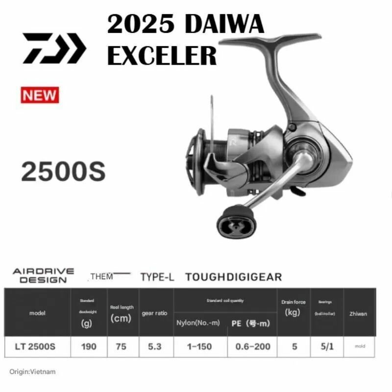 2025 DAIWA EXCELER LT Катушка для дальней рыбалки, цельнометаллическая, рыболовные снасти
