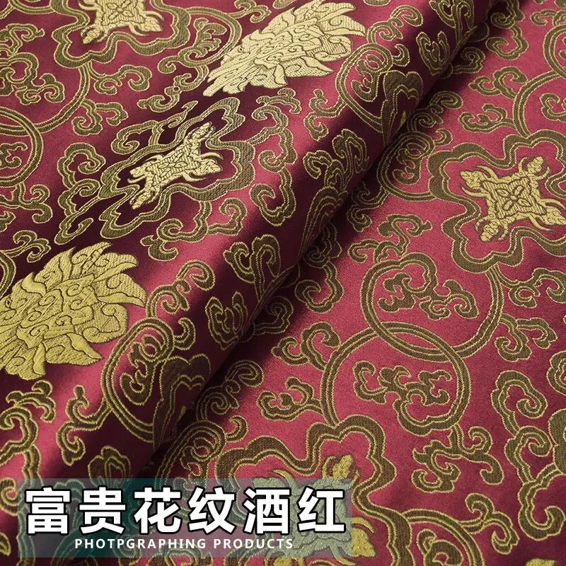 Парчовый атлас 100x90 см с шелковой вышивкой, китайский стиль 1 meter price-010