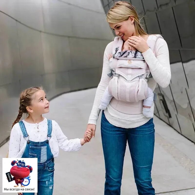 Рюкзак-переноска Ergobaby OMNI 360 Cool Air Mesh для новорожденных, розовый, 4 положения — фото 1